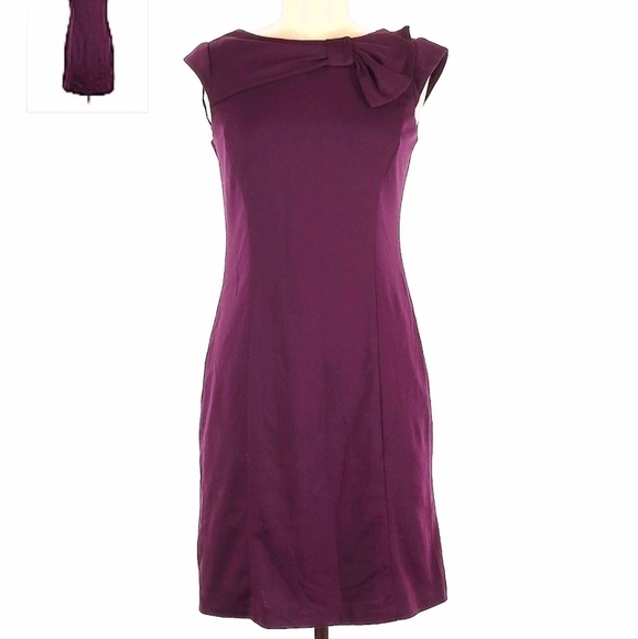 Studio I | Dresses | Studio I Plum Purple Sleeveless Dress Shoulder Bow ...